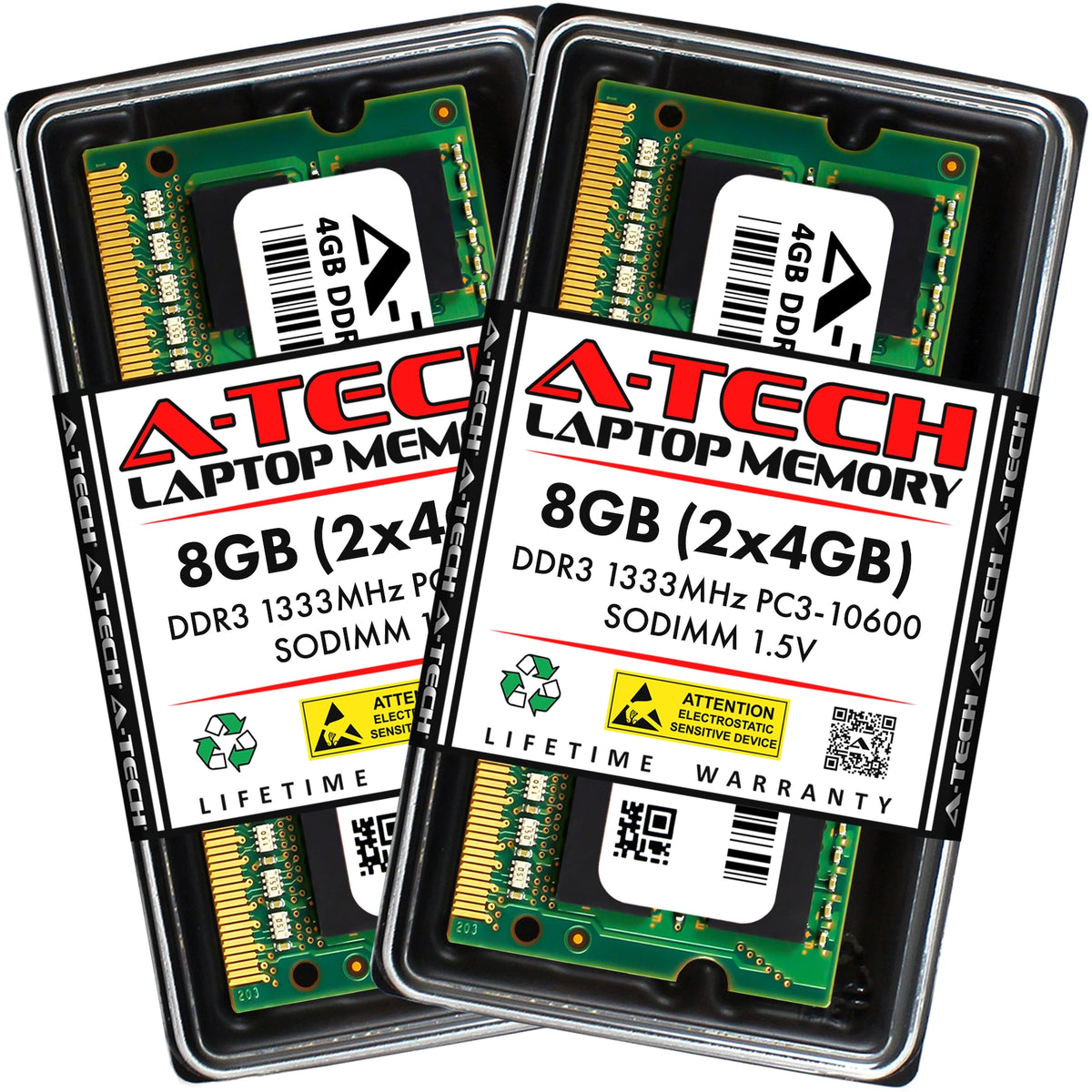 A-Tech 8GB Kit (2x4GB) DDR3 1333MHz (PC3-10600) SODIMM Laptop Memory R