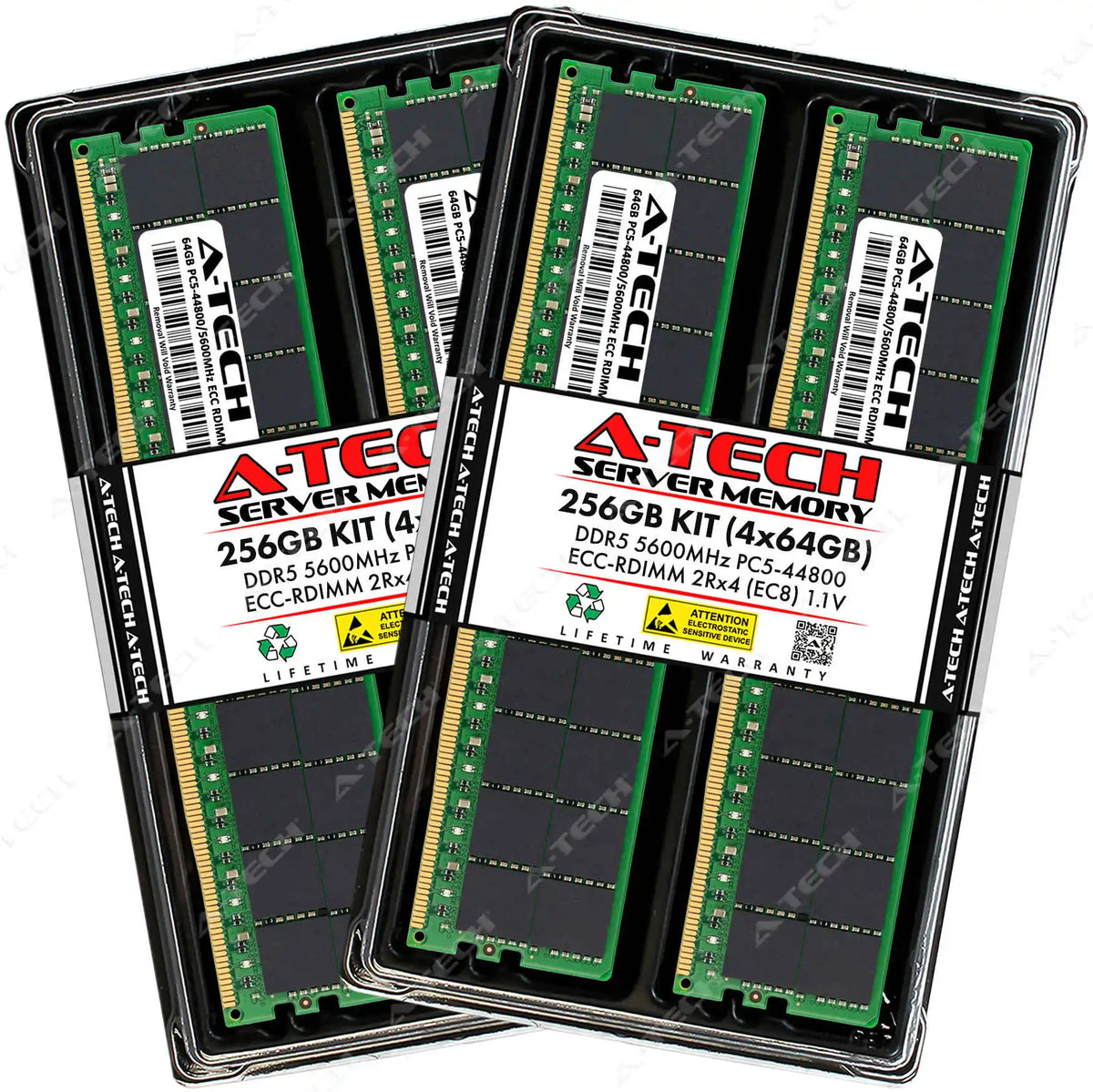 A-Tech 256GB (4x64GB) 2Rx4 PC5-44800 DDR5 5600MHz EC8 RDIMM ECC Regist