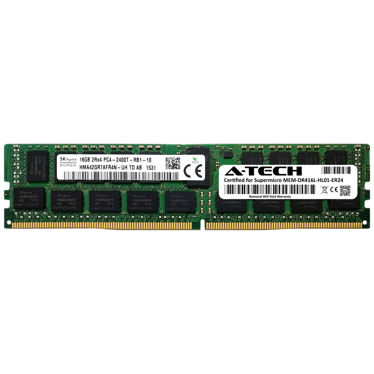 MEM-DR416L-HL01-ER24 Supermicro Certified 16GB DDR4 PC4-19200R RDIMM M ...