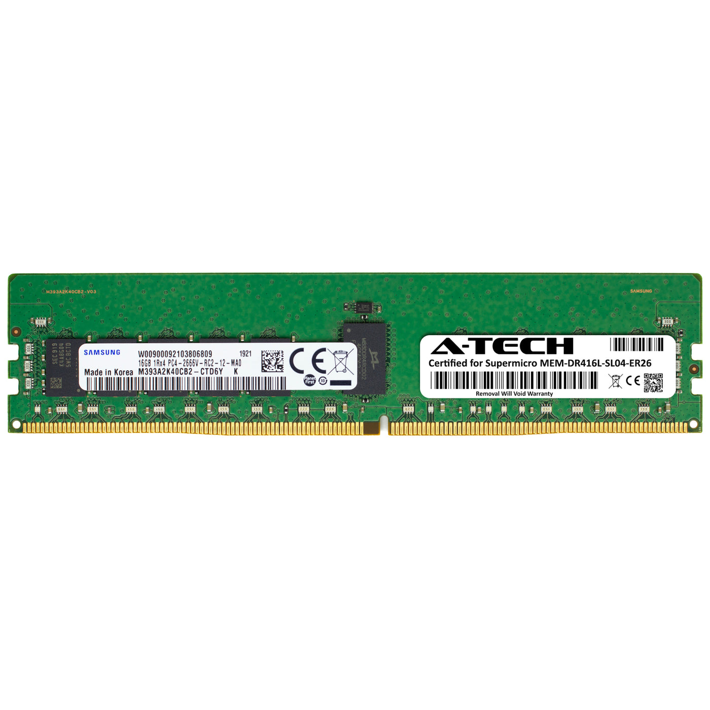 MEM-DR416L-SL04-ER26 Supermicro Certified 16GB DDR4 PC4-21300R RDIMM M