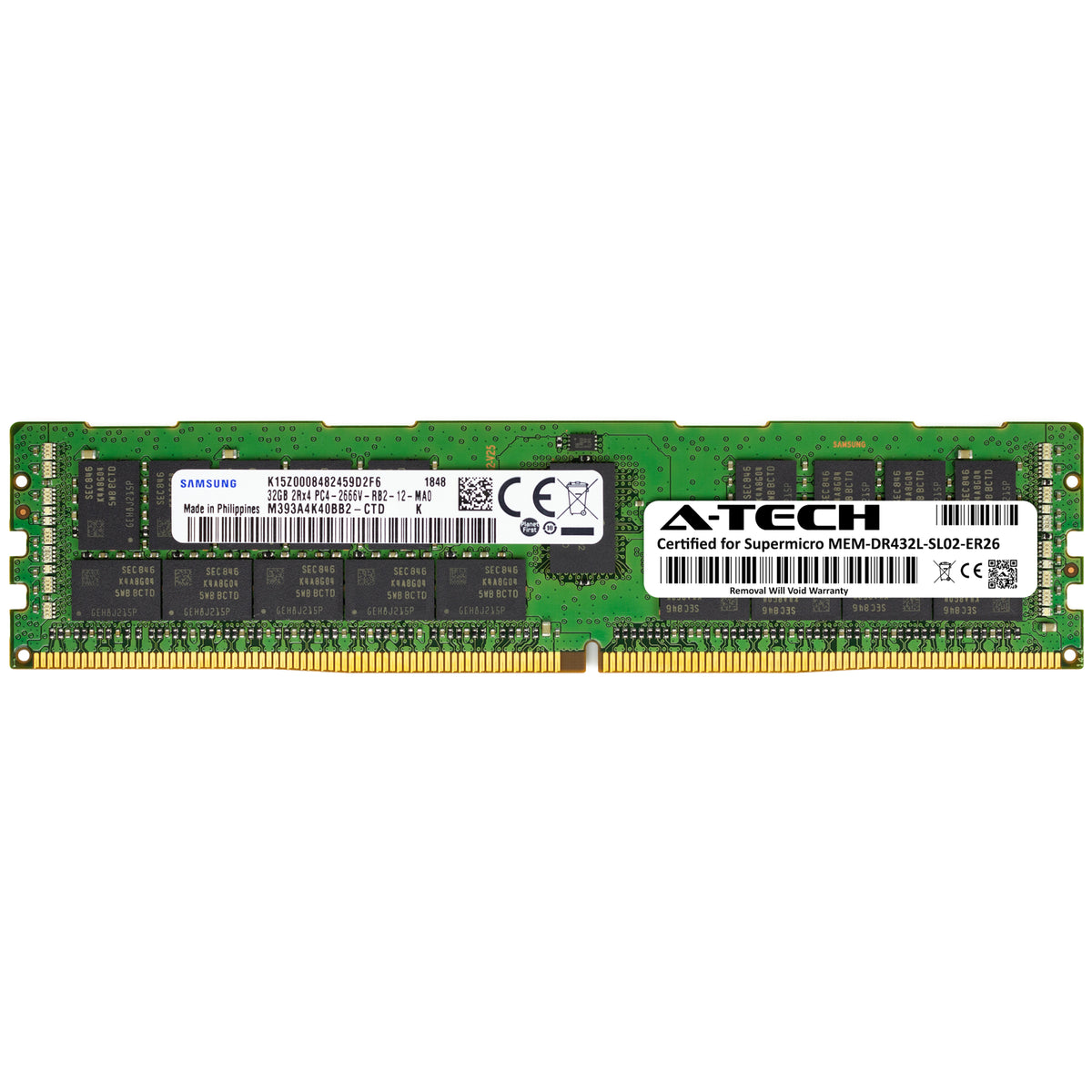 MEM-DR432L-SL02-ER26 Supermicro Certified 32GB DDR4 PC4-21300R RDIMM M