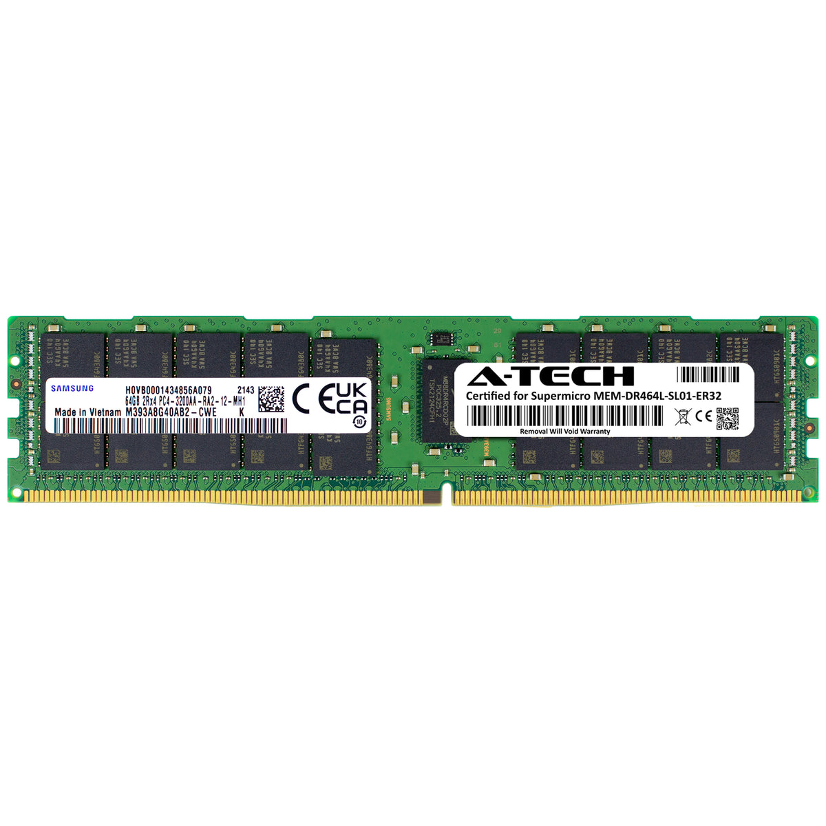 MEM-DR464L-SL01-ER32 Supermicro Certified 64GB DDR4 PC4-25600R RDIMM M